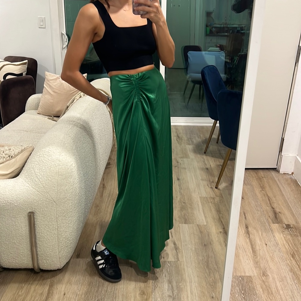 Alc Green Satin Skirt - Gem